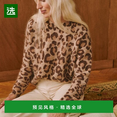 欧洲直邮Sezane 女士豹纹色马海毛/羊毛/聚酰胺毛衣新款