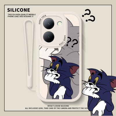 问号汤姆适用vivoy78+手机壳y77动漫y76s小羊皮y73s套y70t卡通y70s防摔y55s猫和老鼠y53sy52sy51s个性y31s女