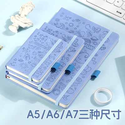 Thickened strap A5 diary, student uses A6 notepad, cartoon