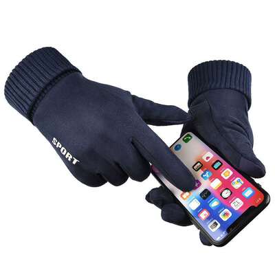 Winter gloves for men with suede, anti slip, windproof, out