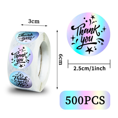 500 laser thank-you stickers per roll, thank you seal stick