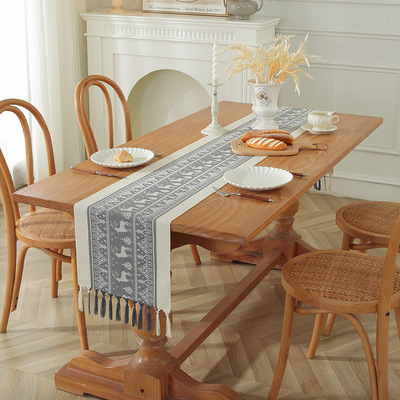 American table flag, cotton and linen tablecloth, handmade