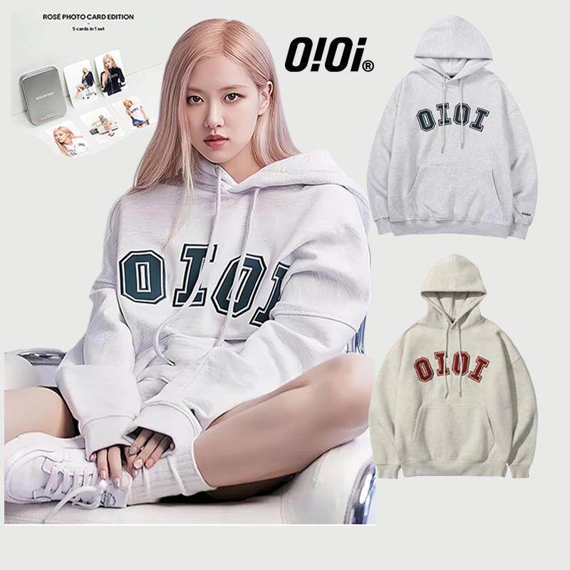 韩国正品oioi卫衣2023款rose朴彩英newjeans同款刺绣连帽卫衣男女_虎窝淘