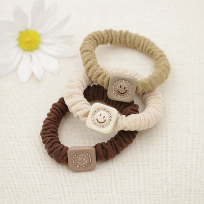 笑脸皮筋无接缝发圈头绳强拉不断扎头发盒装发绳混色发套头饰品