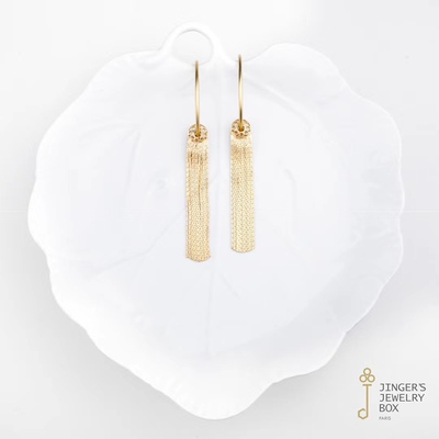 jinger法国巴黎原创设计师小众长流苏耳钉耳环