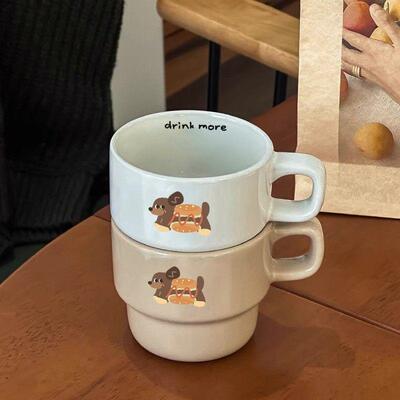 3465大网红可爱卡用通小众新款小狗马克杯通杯陶杯容瓷量宿舍办公