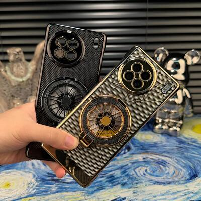 适用vivoX90Pro手机壳新款解压陀螺支架电镀网格散热壳vivoX90高级感防摔透气手机套X90Proplus夏天男女外壳
