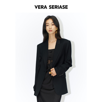 【Vera Seriase设计师品牌】2026春季新款时尚黑色一粒扣西装外套