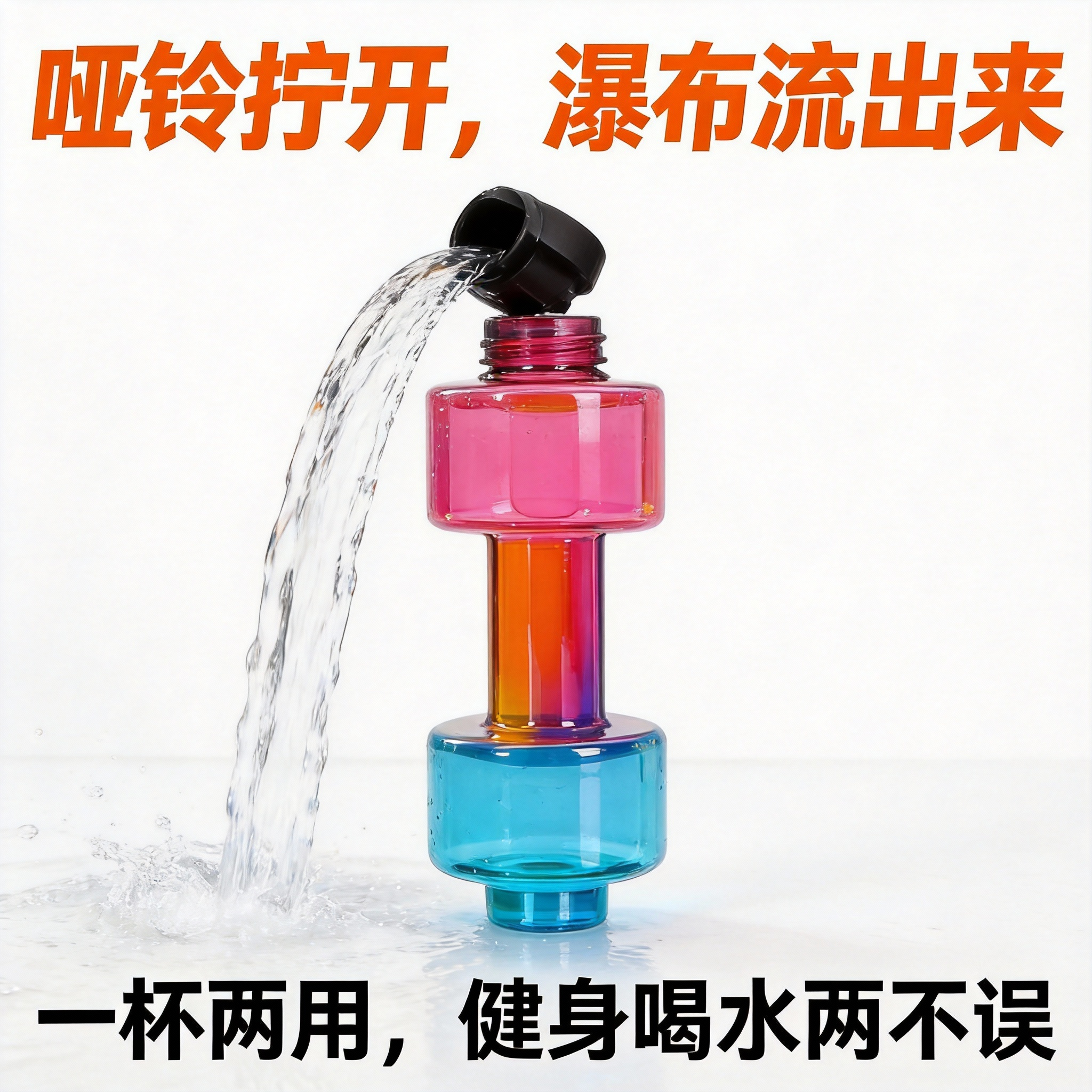 哑铃水杯2026新款户外运动水壶便携创意大容量杯子高颜值健身女生