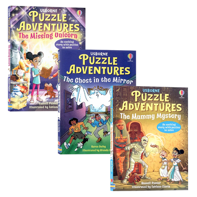 Usborne出品解谜冒险书3册英文原版漫画 Puzzle Adventures The Mummy Mystery  失踪的独角兽亲子互动游戏木乃伊之谜全彩插画
