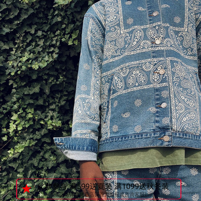 【五折】纽约设计师品牌Profound 洗水做旧 复古腰果花牛仔夹克