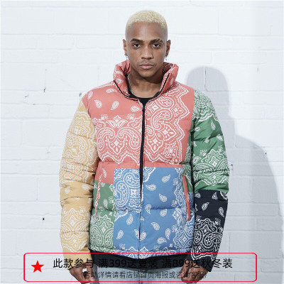 纽约潮牌Profound Foundation支线 撞色腰果花 加厚羽绒棉服外套