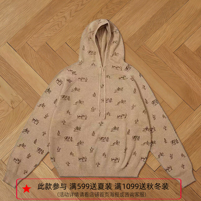 【三折】纽约设计师品牌Profound 满版西部牛仔印花连帽毛衣