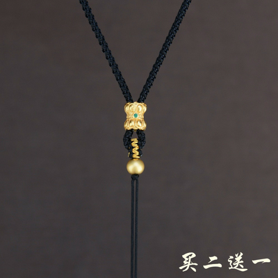 细款黄金玉佩项链绳女款买二送一