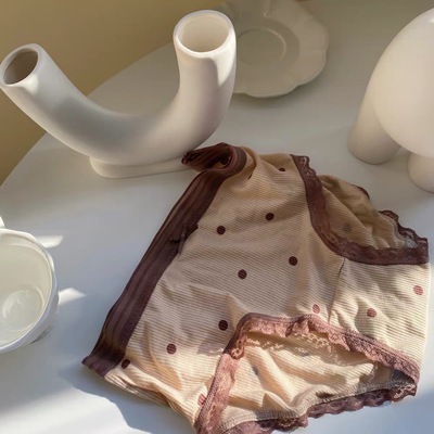 小赵家 日系甜美少女波点奶油可爱风蕾丝花边三角内裤女