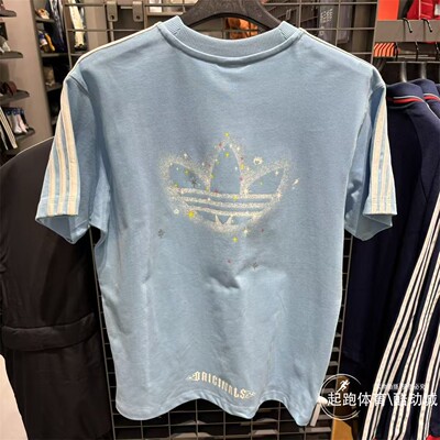 阿迪三叶草男印花纯棉宽松短袖