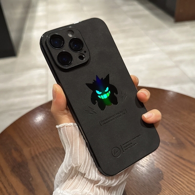 镭射渐变耿鬼适用iPhone16promax手机壳苹果15pro新款闪电怪兽13保护套14pro翻毛皮12自带镜头膜11全包16plus