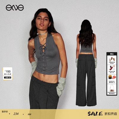 【ENG Limited Collection】V领系带挂脖背心女无袖外穿吊带上衣