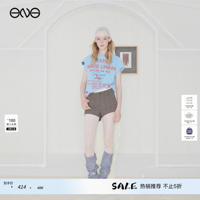 明星同款Effet de Soleil复古格纹短裤女新品Hearts2Hearts组合