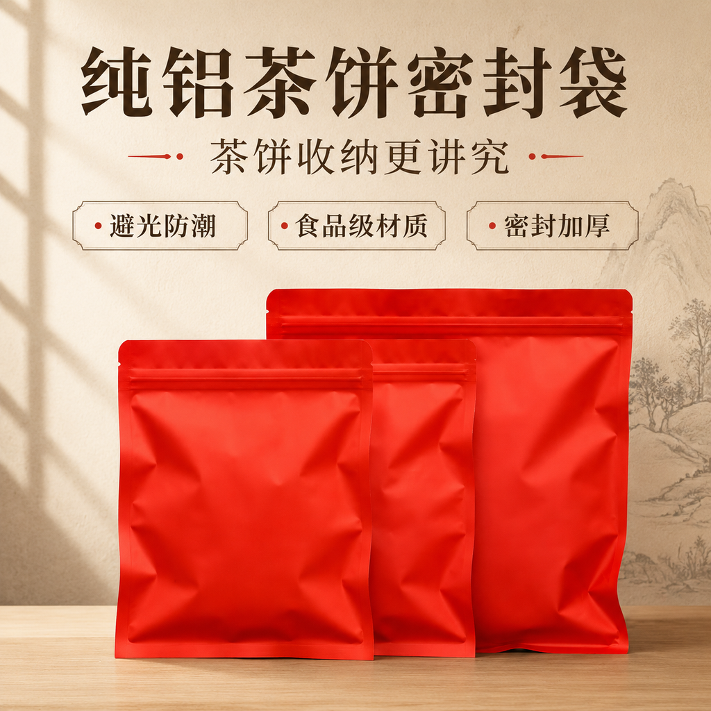 加厚纯铝茶饼防潮密封袋357g普洱茶福鼎白茶包装袋自封袋收藏保存