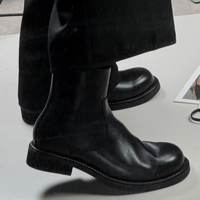 时髦奢感圆头增高切尔西鞋