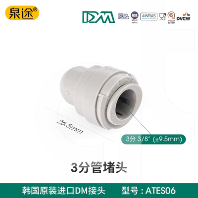 韩国DM快速接头 2分3分尾端堵头PE管塞 ATES06净水器通用配件