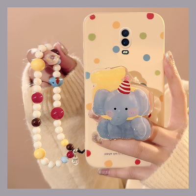 彩色波点适用oppor17pro手机壳r15x梦境版k1立体r11splus小象r9plus支架r17卡通oppo手链0pp0硅胶液态可爱软p