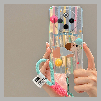 条纹波点适用vivoy300i手机壳y300pro+可爱y300t腊肠狗十日韩vivo立体M豆挂绳透明硅胶软壳新款全包防摔小众p