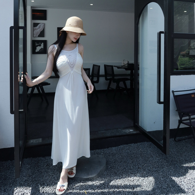 孙智惠中长吊带日常连衣裙拼接