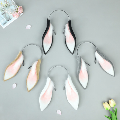 手作日系软妹垂耳兔耳发箍可造型KC仿真兽耳cos二次元lolita发饰