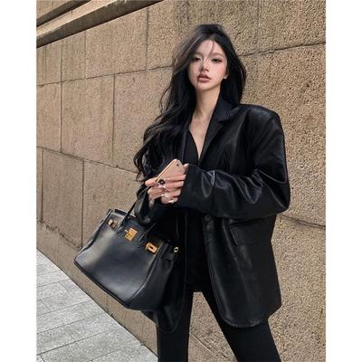 women for jacket leather sleeve long jacket motorcycle