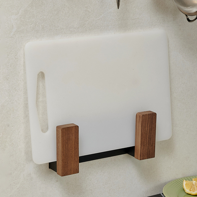 cmeo砧板菜板架子胡桃木免打孔厨房置物架多功能放置器放锅盖收纳