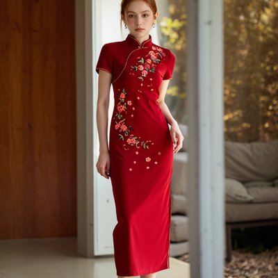 【六礼】精选品牌折扣女装高端时尚气质百搭红色连衣裙-17083