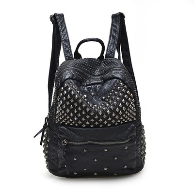 2021 New Women Waterproof PU Leather Rivet Backpack Women's