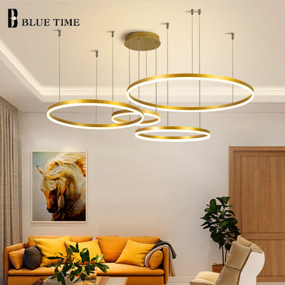 Minimalist Modern Led Chandelier Home Lighting Brushed Rings