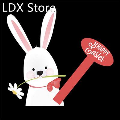 Cartoon Easter Bunny Wiper Decal Tag Car Waving Rear Windshi
