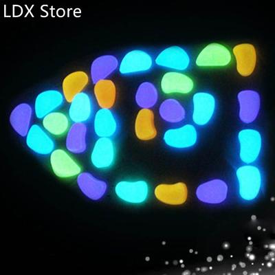 50 PCS Glow in Dark Pebbles Stone Home Garden Walkway Aquari
