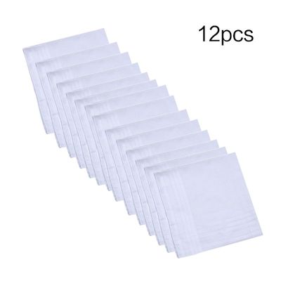 12Pcs/Set 40x40cm Men Women Cotton Handkerchiefs Pure White