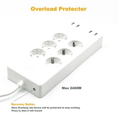 WiFi Smart Power Strip EU Plug Surge Protector 6 Socket wit