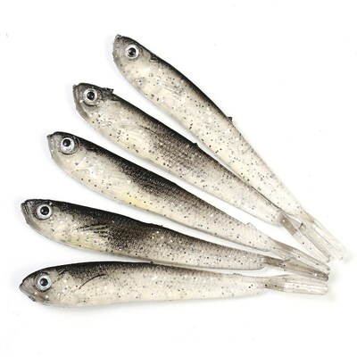 15PCS 75mm 2.1gram Soft Fishing Lure Gray Lure Swimbait Silv