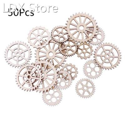 50pcs Cut Wood Gear Embellishment Wooden Shape Craft Wedding