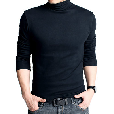 新款男高领长袖T恤 Men Long Sleeve T-shirt Casual Turtleneck