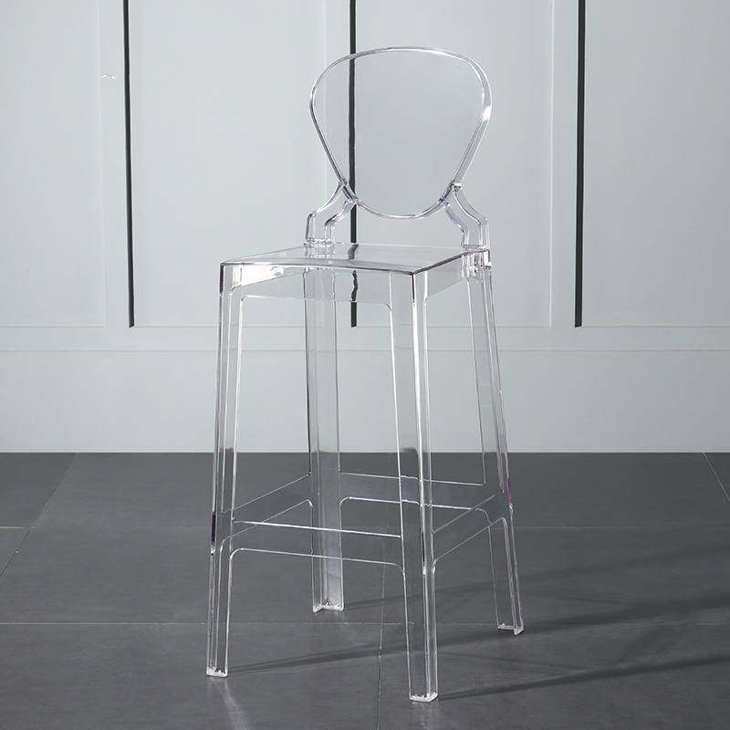 OUYOU北欧创意靠背透明吧台椅亚克力简i约塑料高脚椅咖啡厅高凳子_虎窝淘