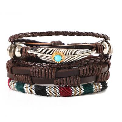 men's New woven leather boy bracelet man bangle 编织皮手链男