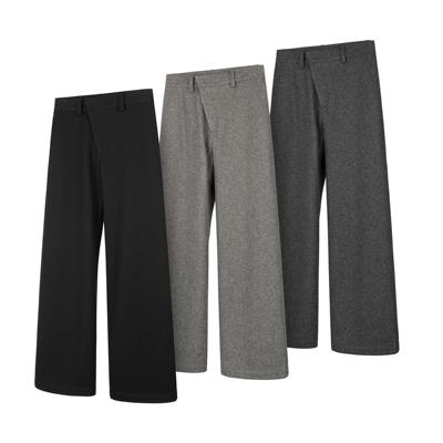 DESERTO 700G重磅自发热毛呢斜门襟直筒宽松休闲通勤秋冬西裤长裤