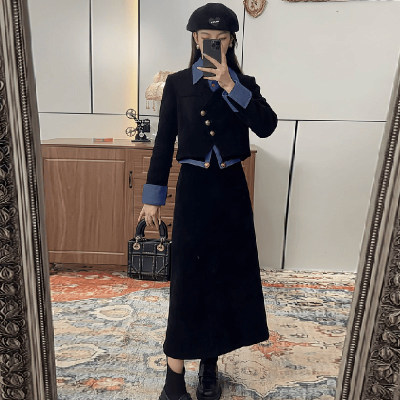 两件套2026春季新款女法式赫本风洋气高腰显瘦气质时尚套装裙2105