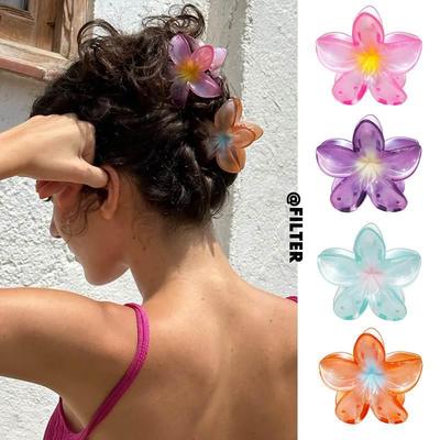 Hair Flower Clip Clips Hawaiian Plumeria Beach Flowers Claw