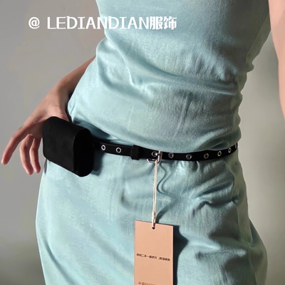 三用包复古铆钉麂皮多用腰包包