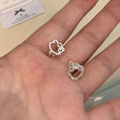 可爱KT猫头耳扣女精致迷你甜酷猫咪耳饰耳圈耳环辣妹2025新款爆款