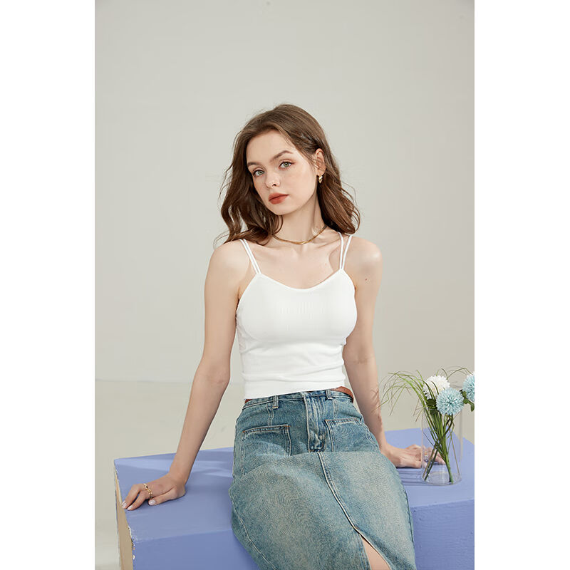 库恩玛维美背吊带背心女2023年夏季新款带胸垫可外穿打底辣妹上衣
